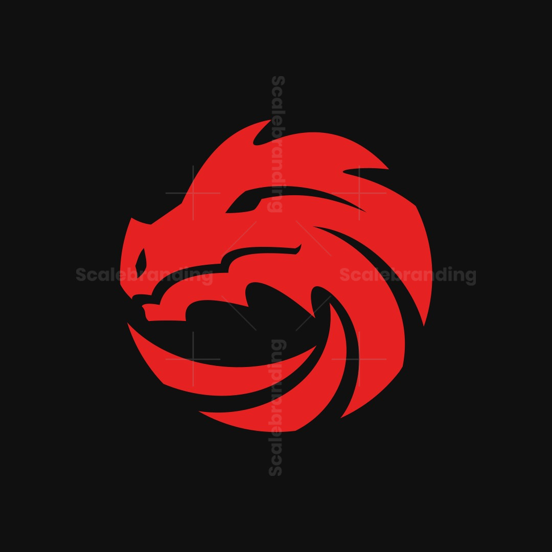 Red Wyrm Dragon Circle Logo | Scalebranding